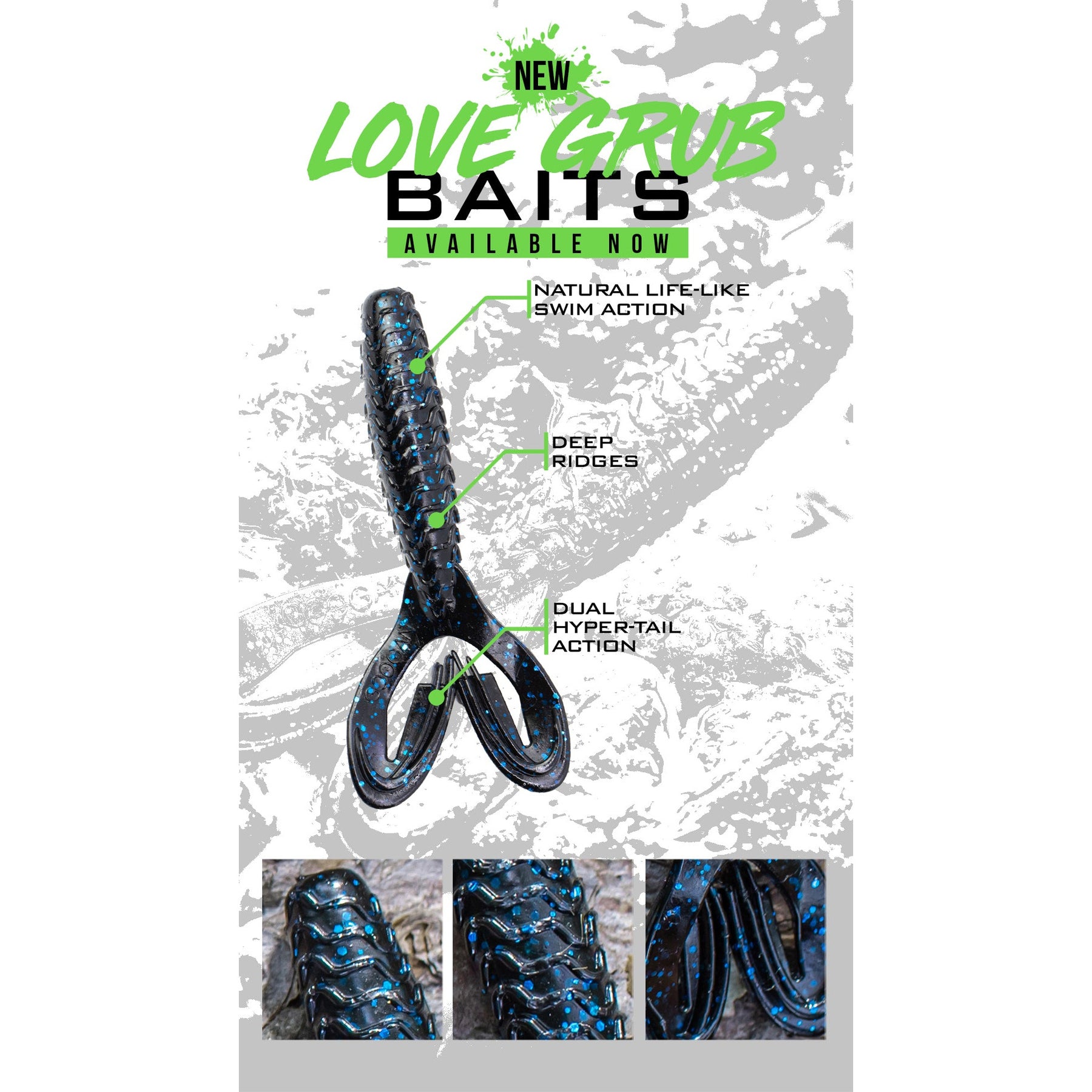 Googan Squad Love Grub – Twin-tail grub style fishing soft plastic